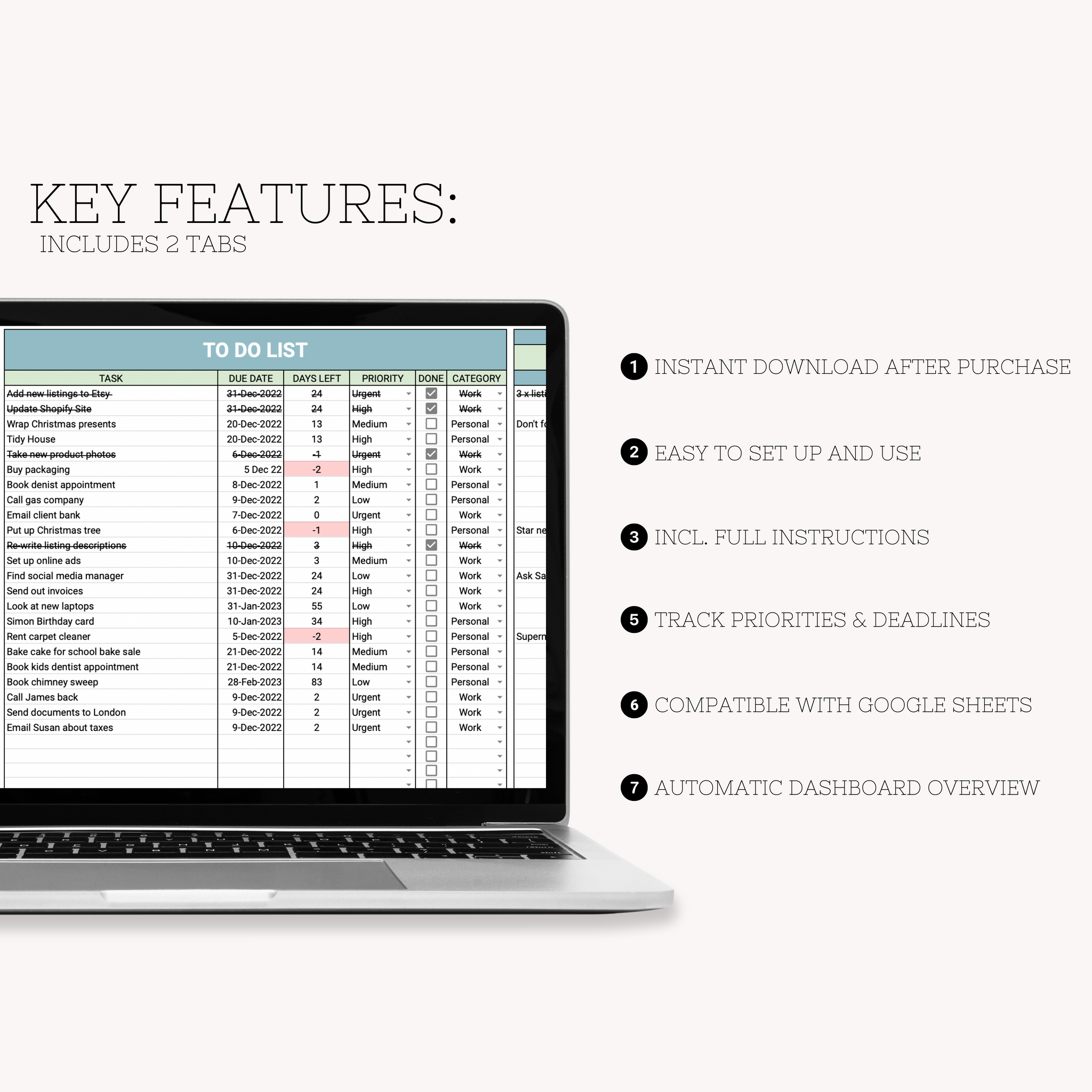 Task Master: The Ultimate Google Sheets To-Do List & Task Tracker – The Happy Shell